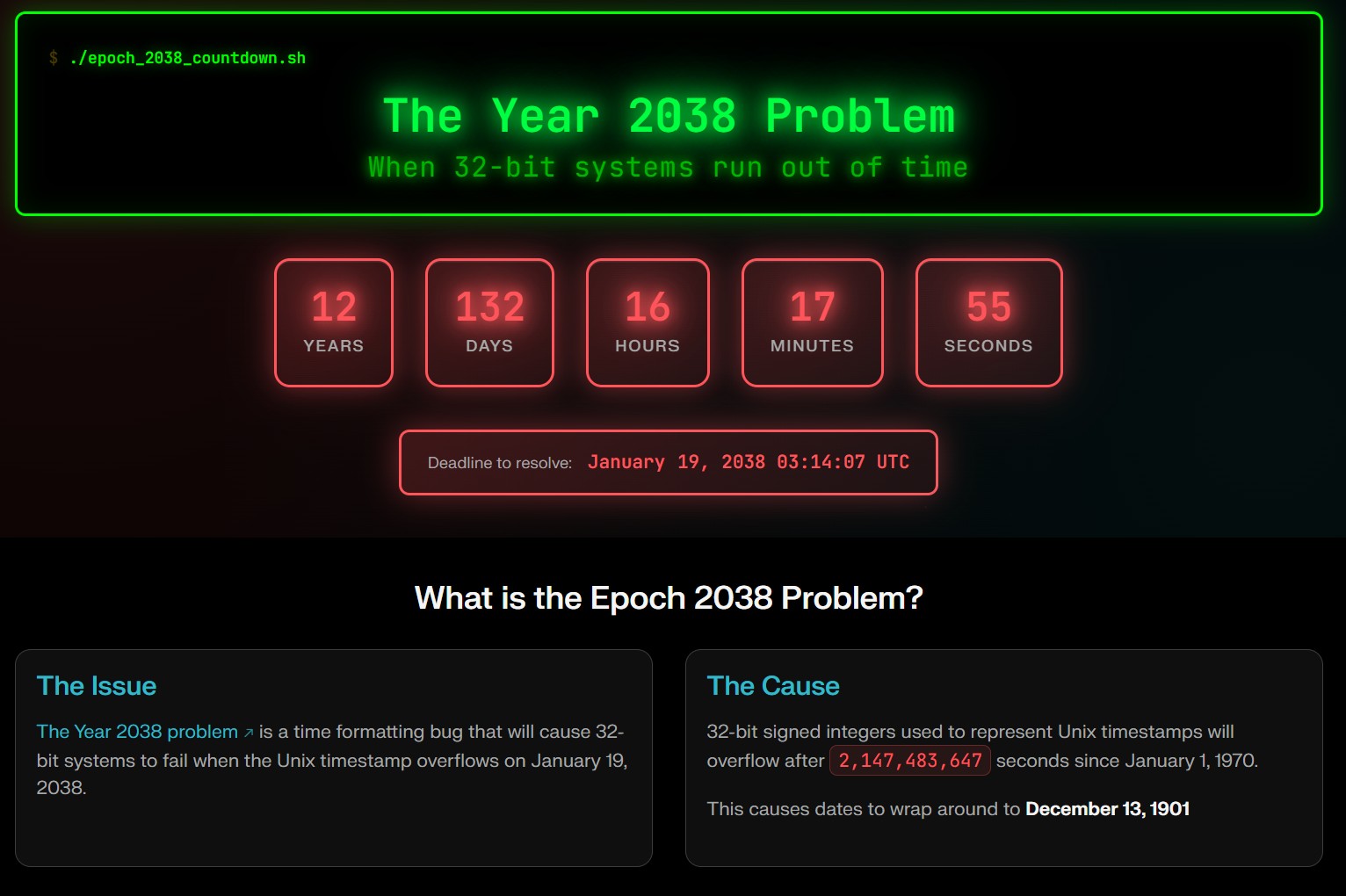 The Year 2038 Problem - When 32-bit Systems Run Out of Time